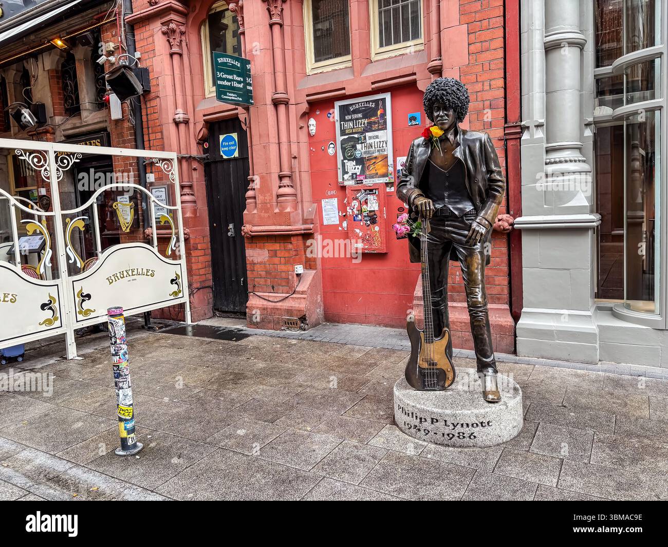 Phil Lynott statue. Bronze tribute to the legendary Irish rock musician ...