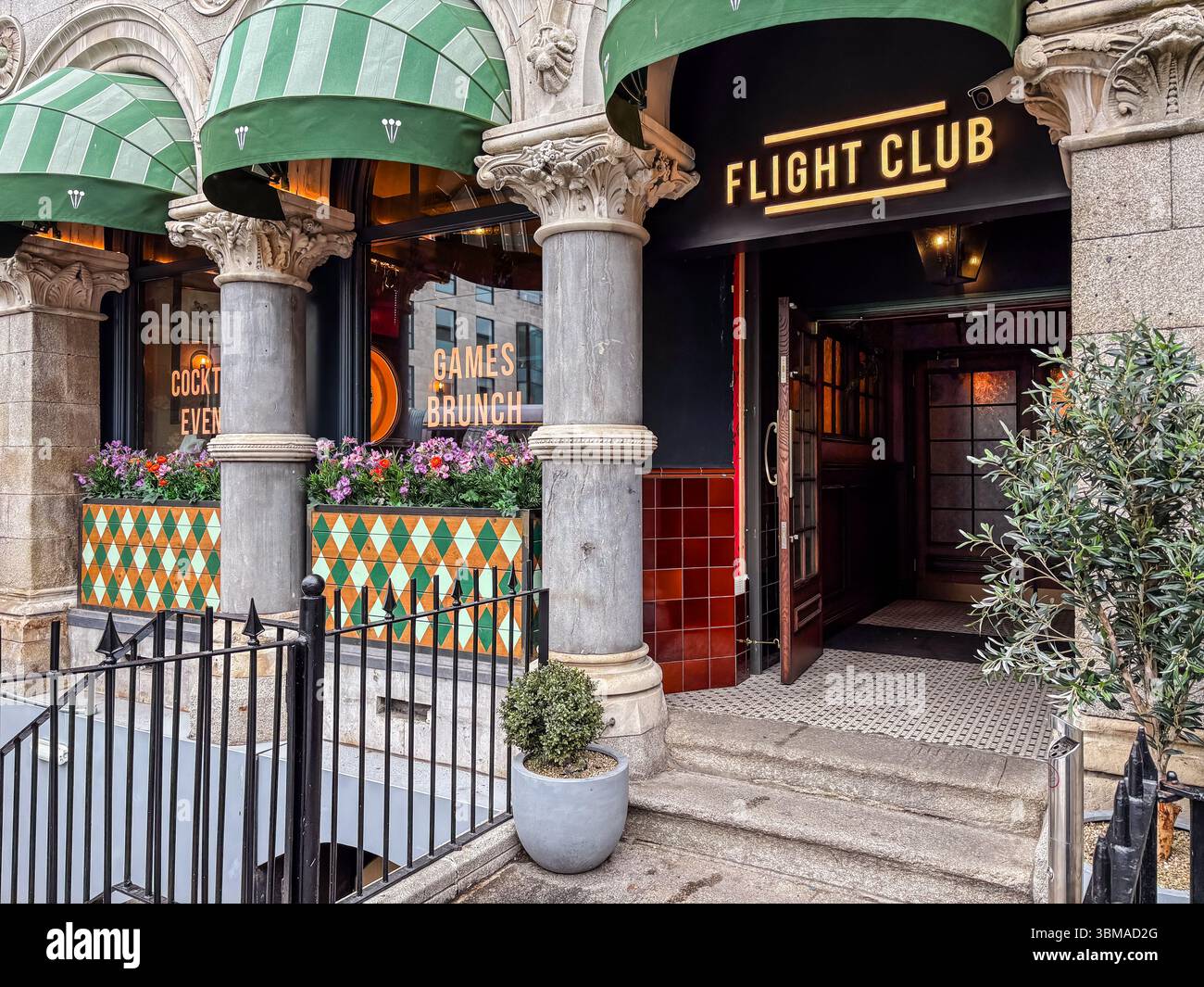 Flight Club entrance in Dublin, Ireland. A popular bar known for social ...