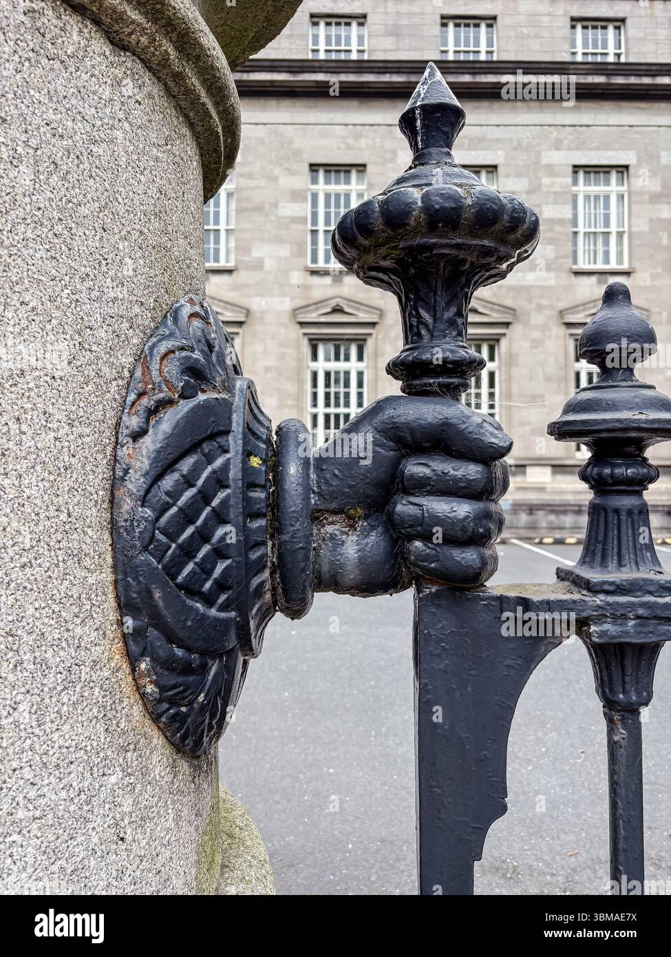 National Concert Hall, Dublin, Ireland. Ornate cast iron hand detail on ...