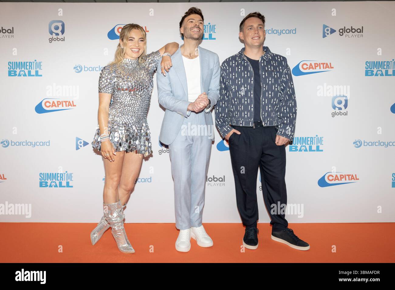 L-R Sian Welby, Jordan North and Chris Stark attend the Capital ...