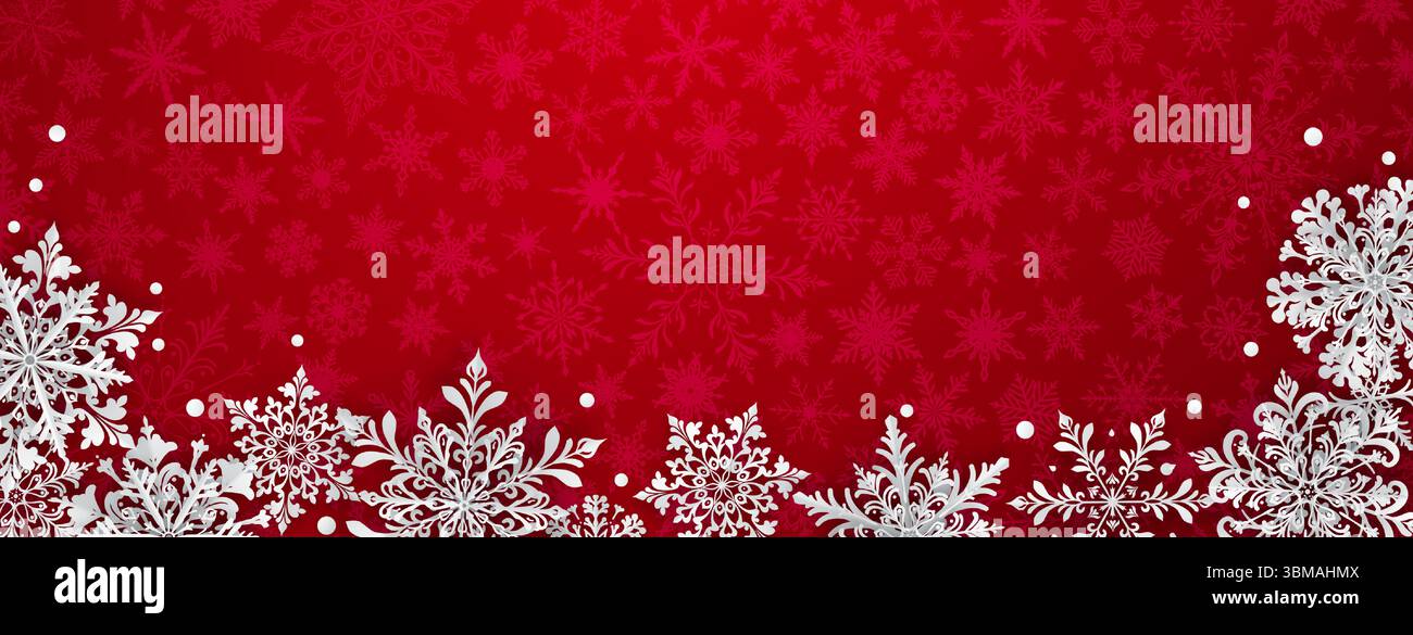 Christmas illustration featuring intricate paper snowflakes of varying ...