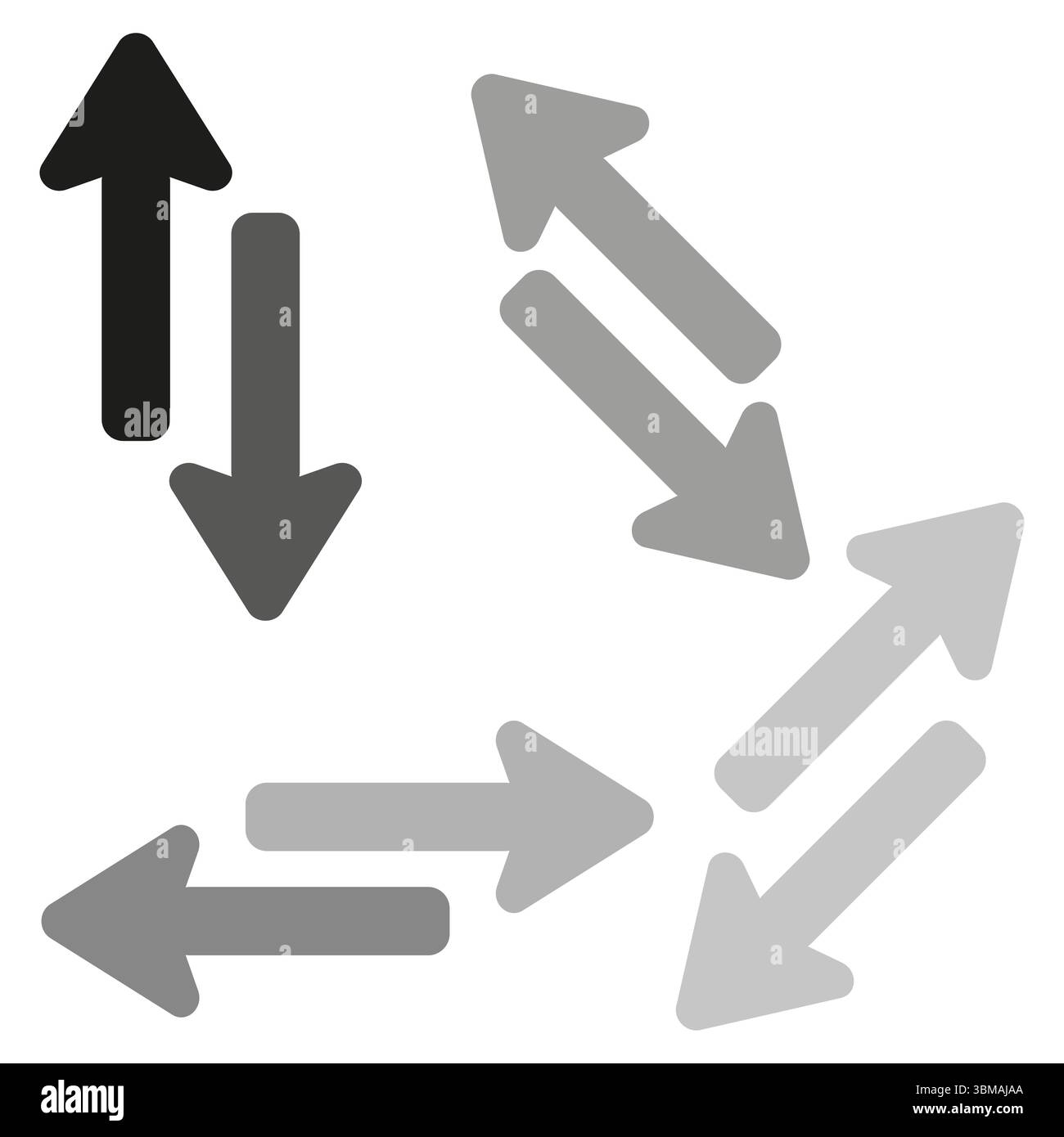 Arrow direction icons. Pointer navigation symbols. Movement indicator set. Vector directional ...