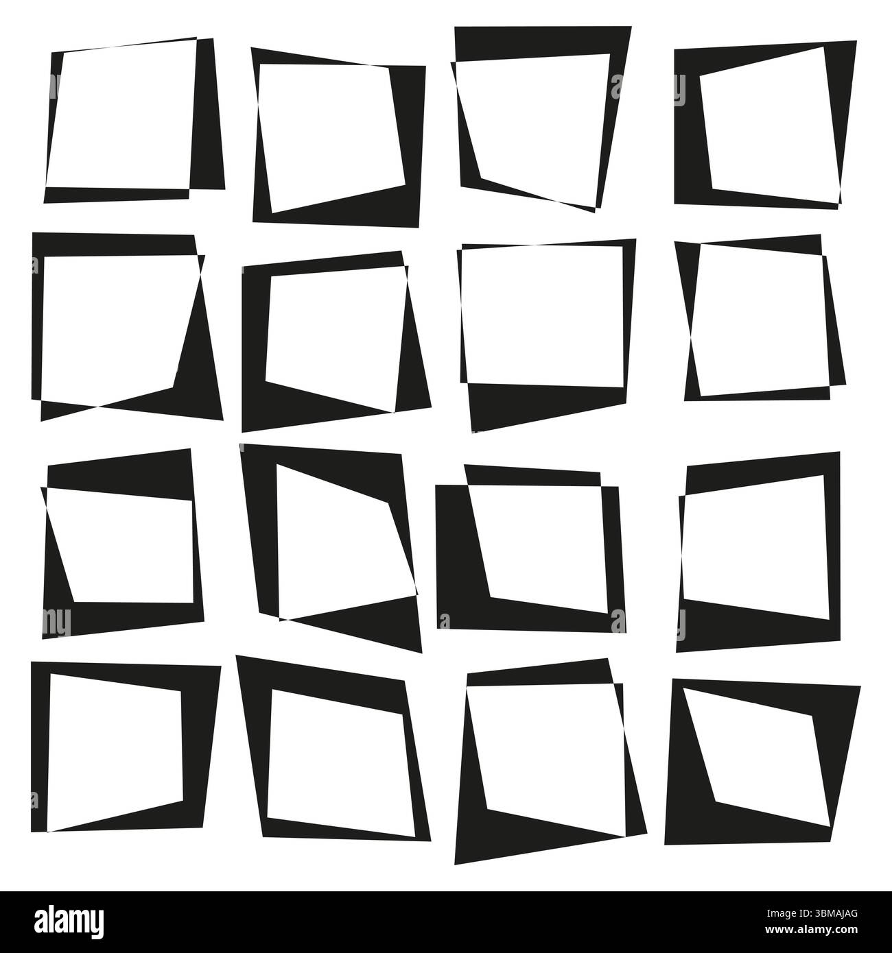 Rough square frames. Imperfect shape collection. Distorted border ...