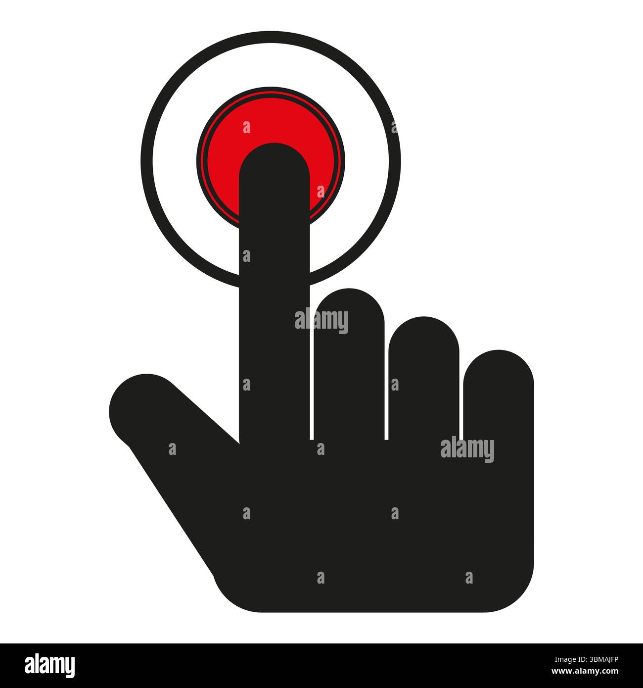 Touch icon. Finger press symbol. Red button illustration. Vector image ...