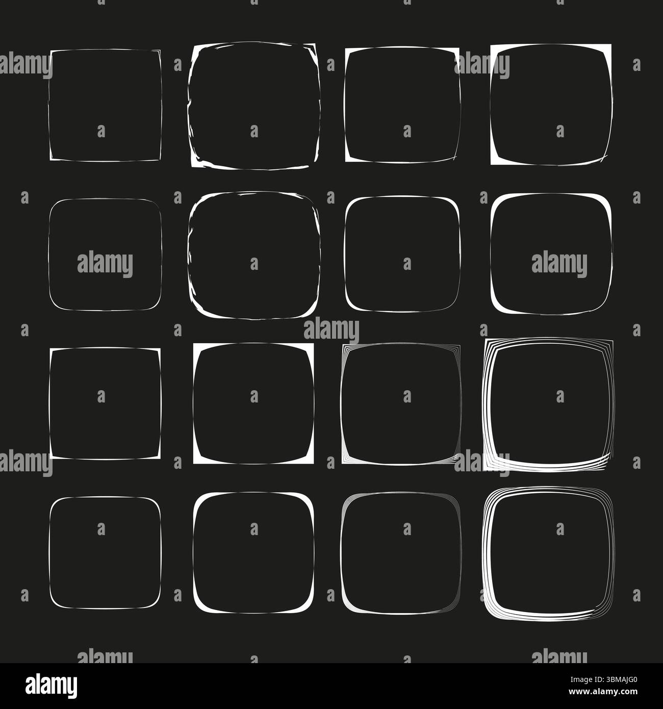 Dark frame templates. Black border collection. Rounded corner variants ...