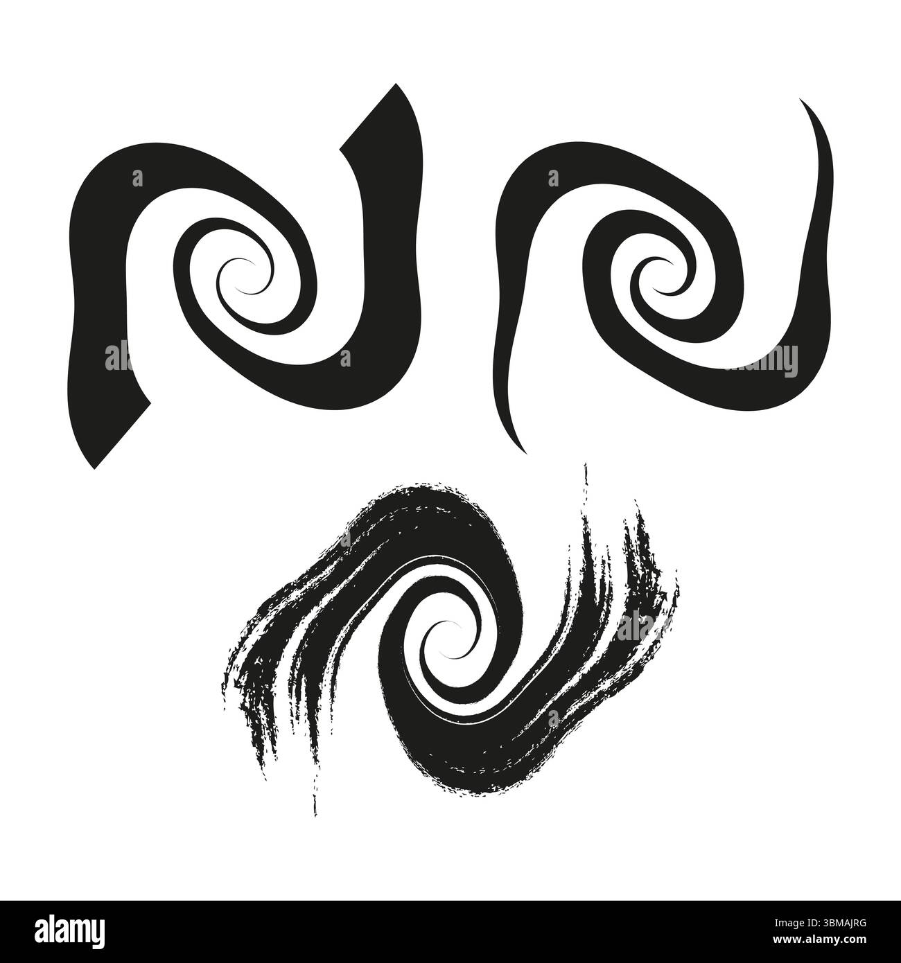 Swirl icon set. Decorative curve design. Ornamental spiral symbols ...