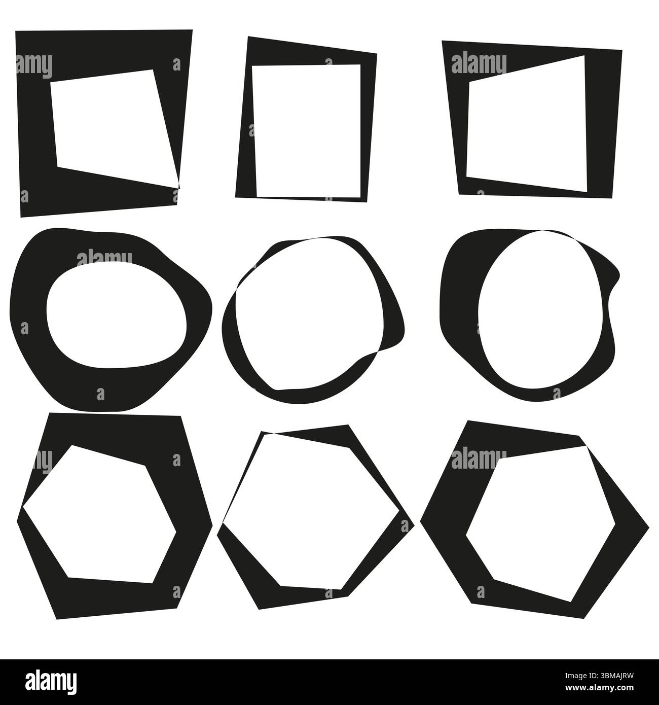 Rough frame collection. Distressed edge shapes. Imperfect border Vector ...