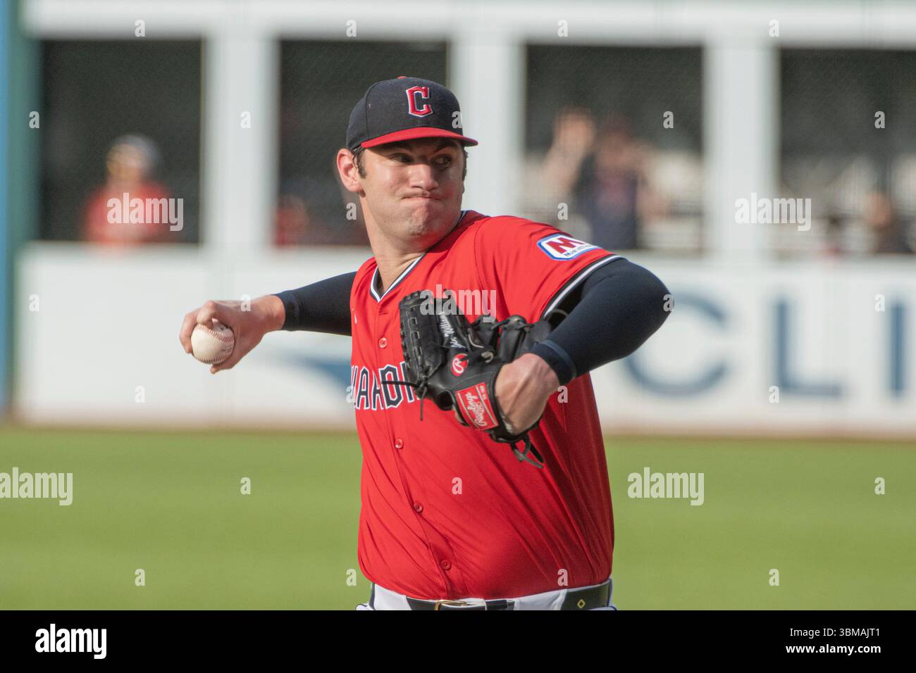 Cleveland Guardians starting pitcher Gavin Williams delivers against ...