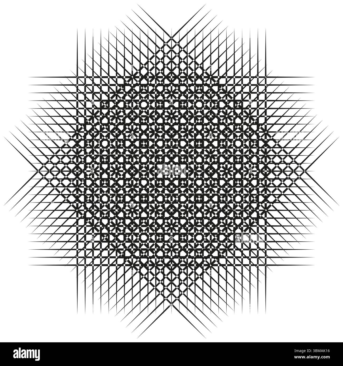 Abstract grid pattern. Converging lines network. Radial dark texture ...