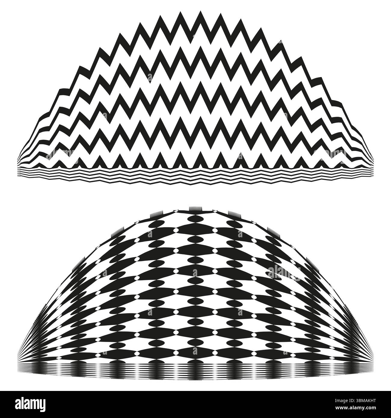 Wavy dome pattern. Striped half spheres. Abstract geometric shape. Vector visual texture Stock ...