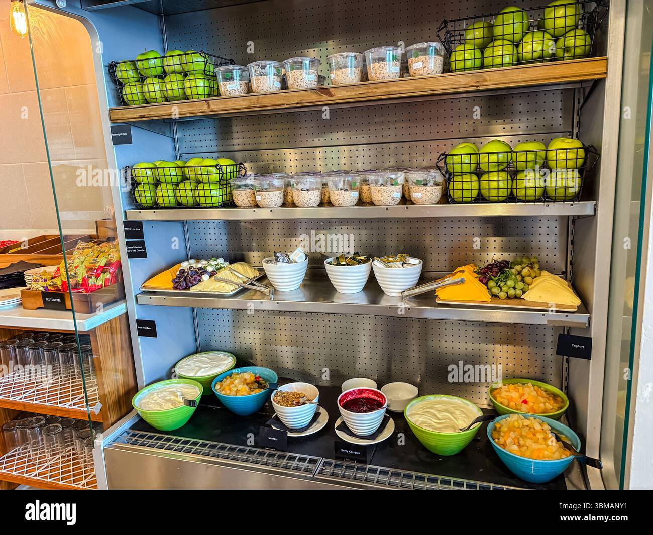 Food buffet spread inside the Dublin Airport Lounge featuring fruit ...