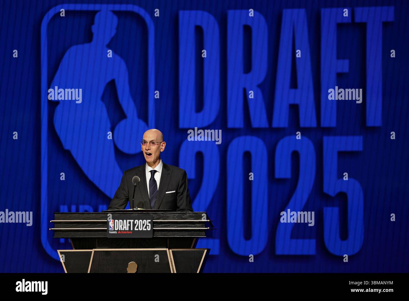 NBA commissioner Adam Silver announces the start of the first round of ...