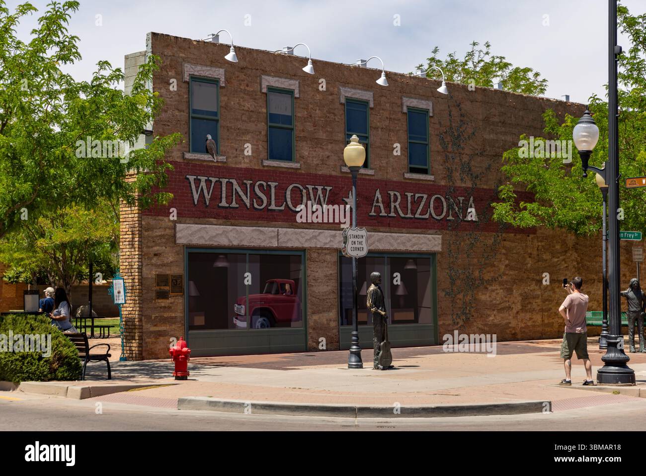 The corner of Winslow, Arizona on old Route 66 and North Kinsley Avenue ...