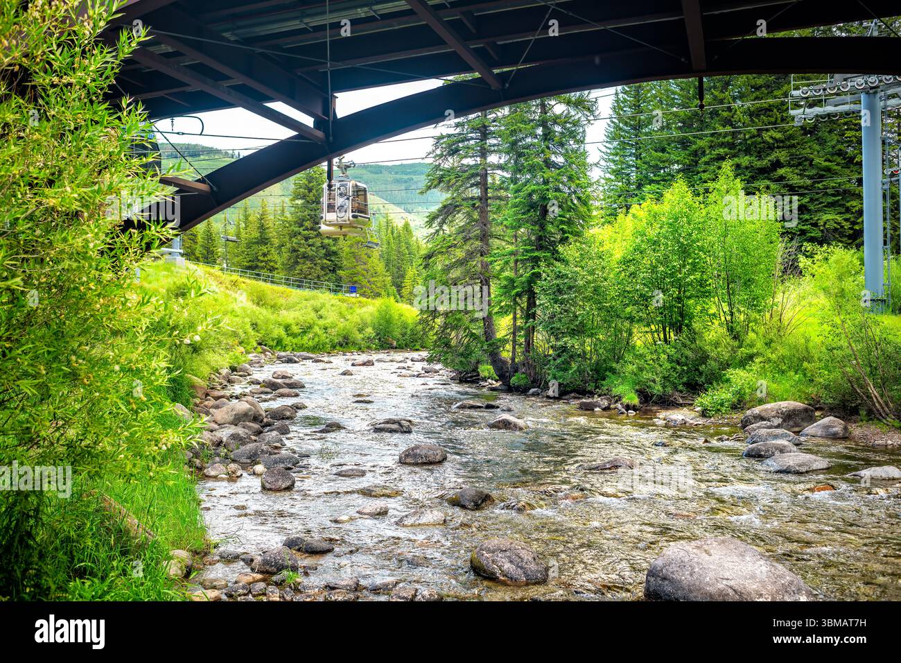 Gore creek river water near Lionshead by Vail Colorado village ski ...