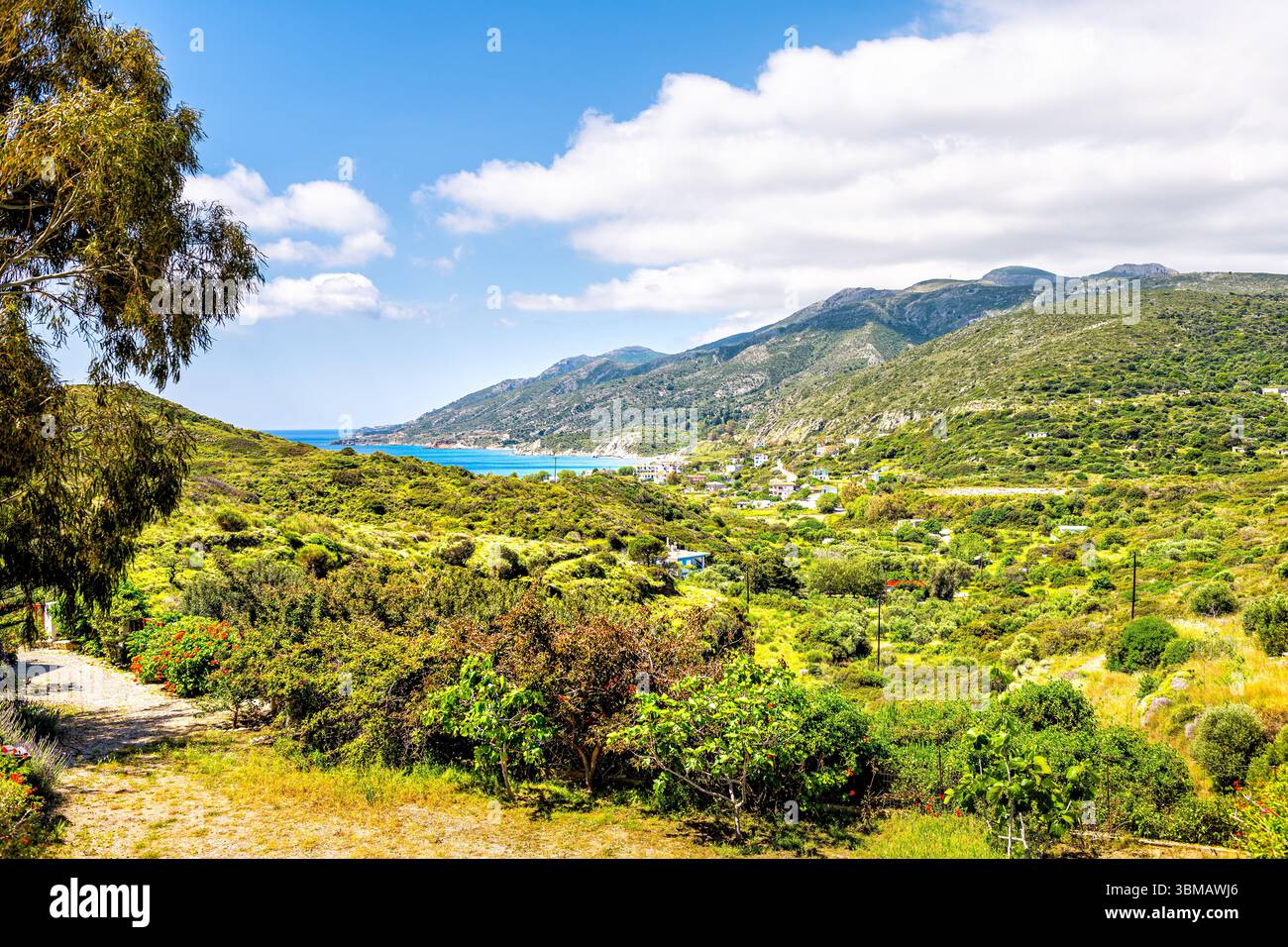 Faros Ikaria island, Greece small village cityscape of houses homes ...