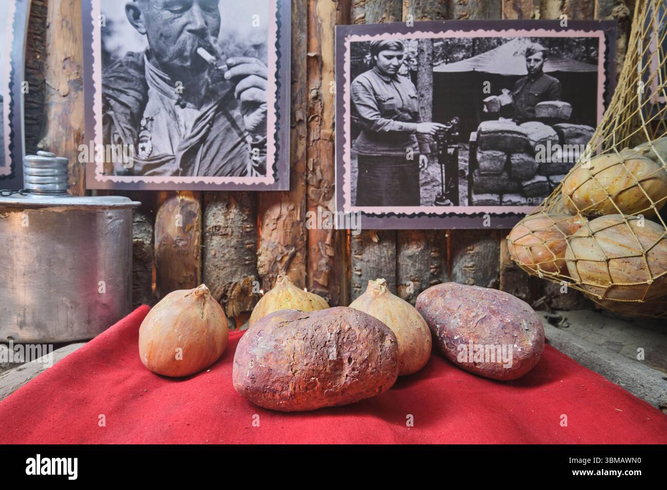 Recreation of typical fresh food eaten during WWII, including onions ...