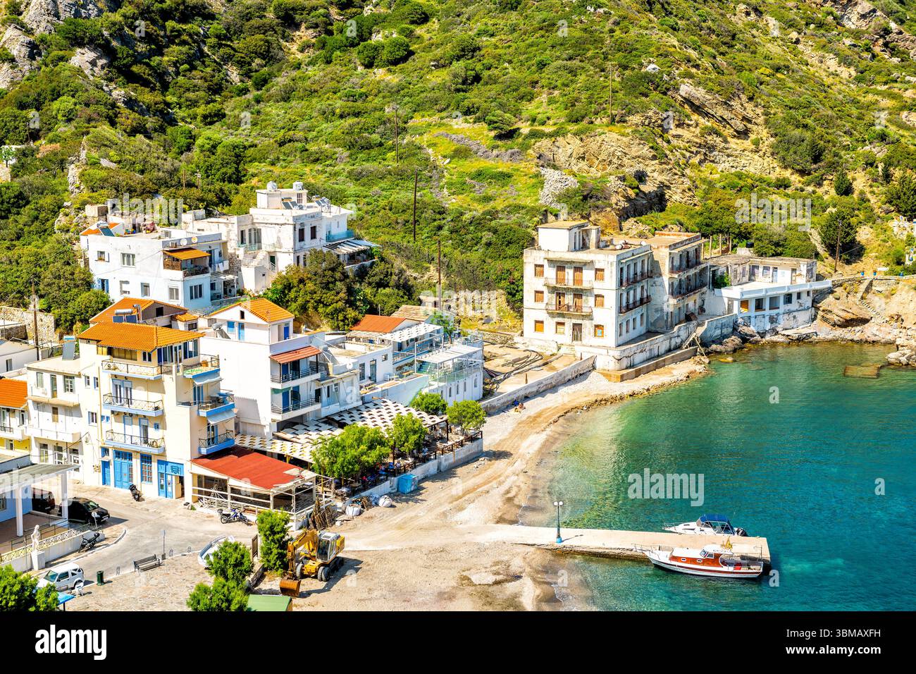 Therma, Ikaria spa townscape at island of Greece longevity blue zone ...