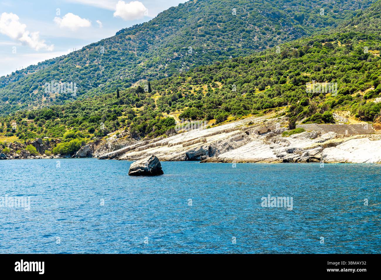 Icarus or Ikarus rock mythological myth landmark on coast of Ikaria ...