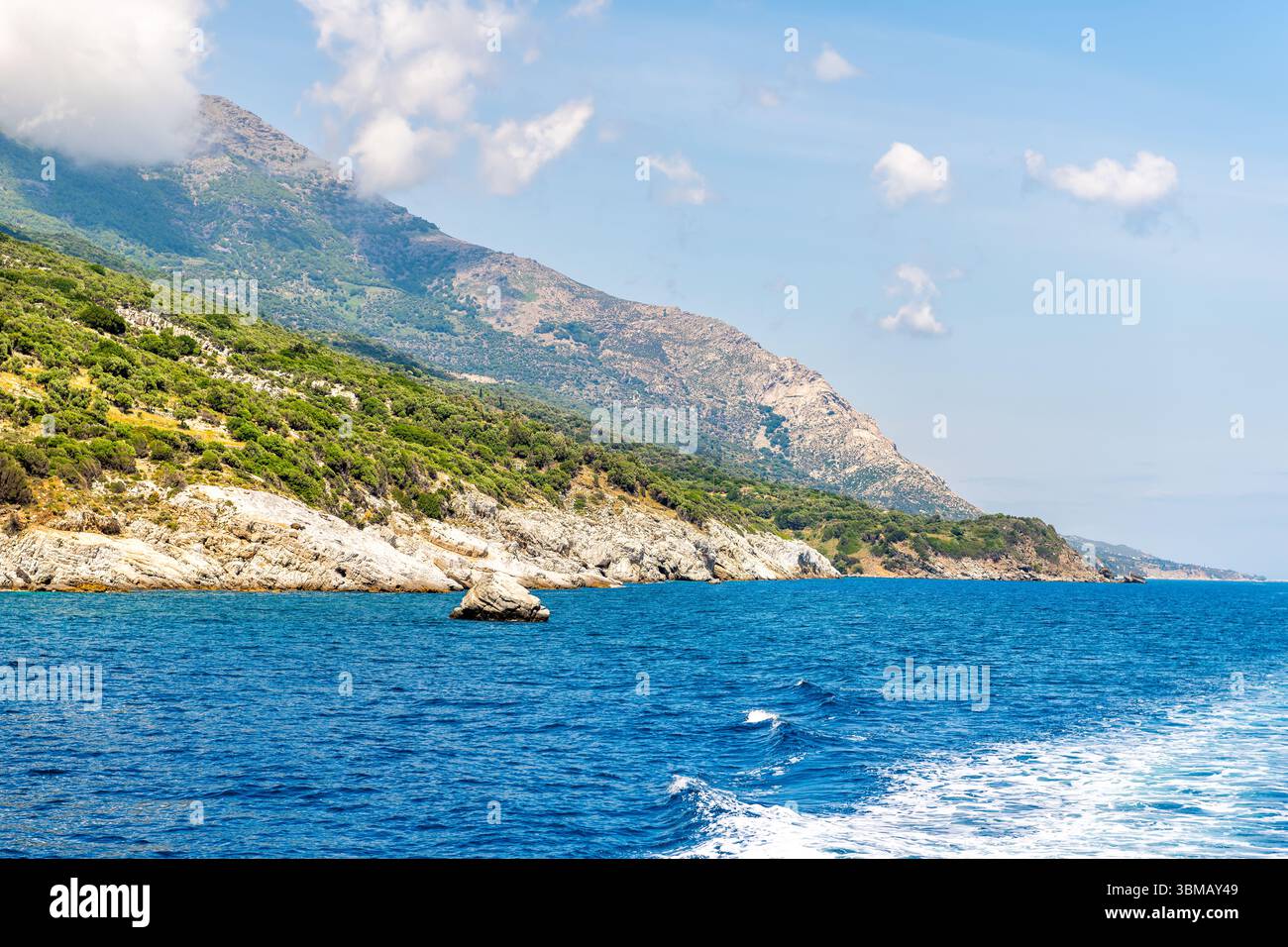 Icarus or Ikarus rock mythological myth landmark on coastline of Ikaria ...