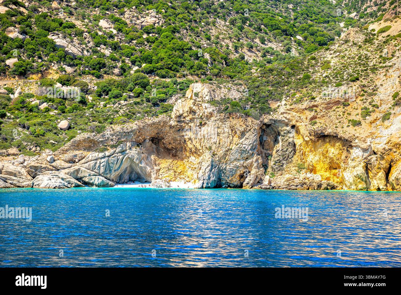 Famous Seychelles beach people swimming and tanning on Ikaria island ...