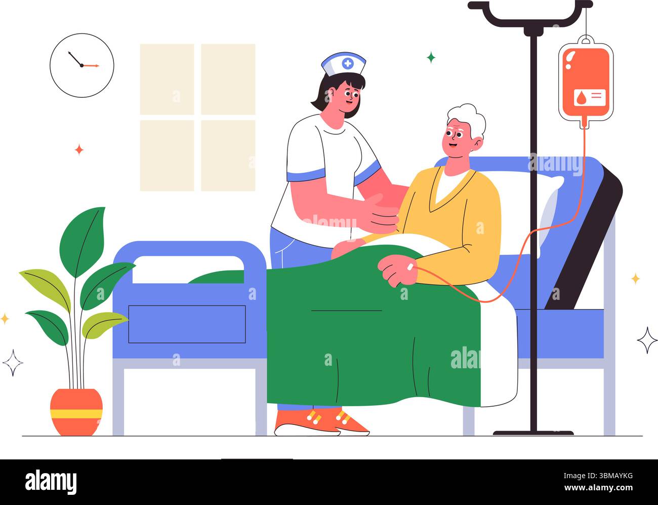 Elderly Care Services Vector Illustration Featuring Life with a ...
