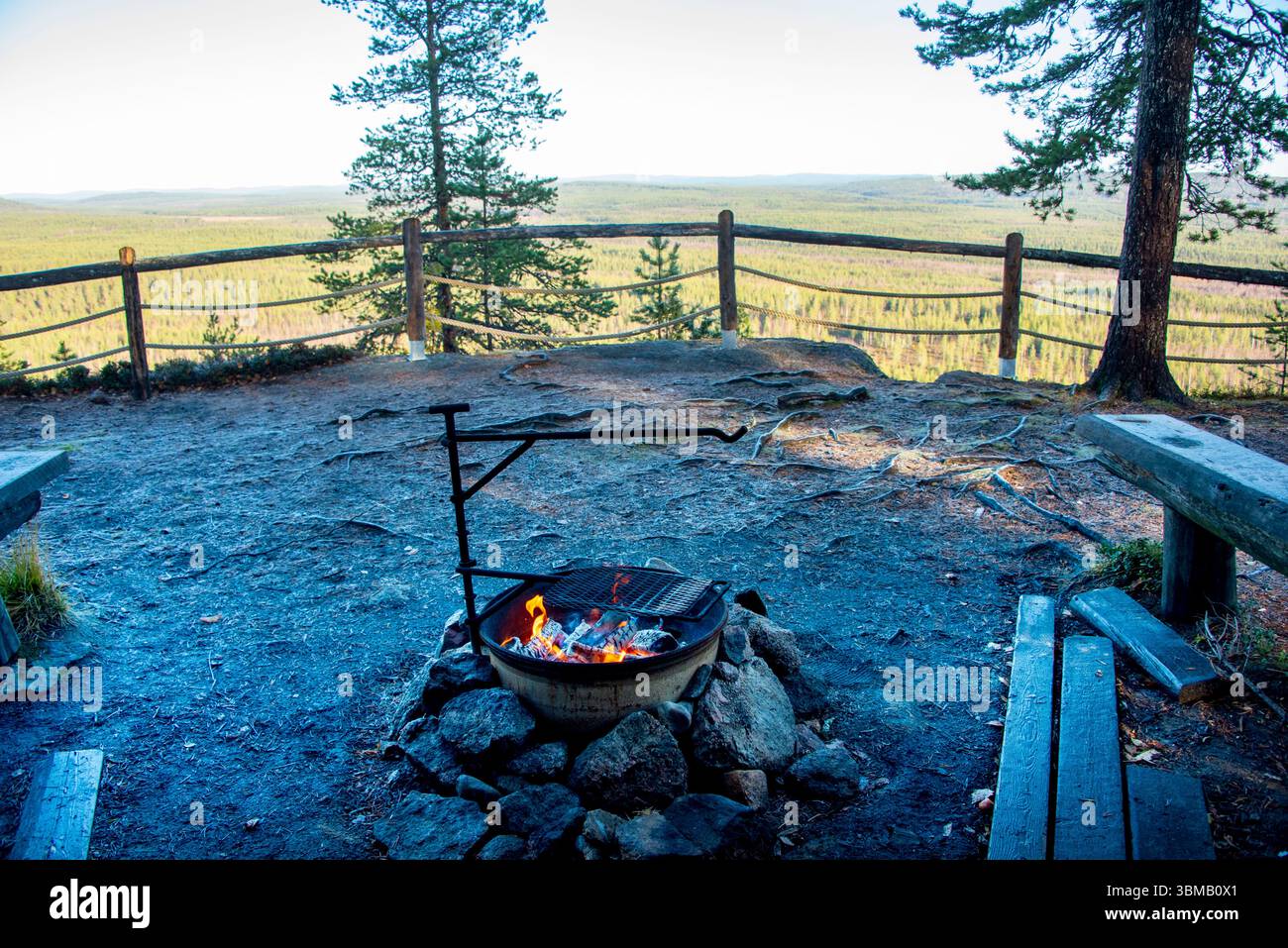 Log Cabin Campfire in Lapland - Finland Stock Photo - Alamy