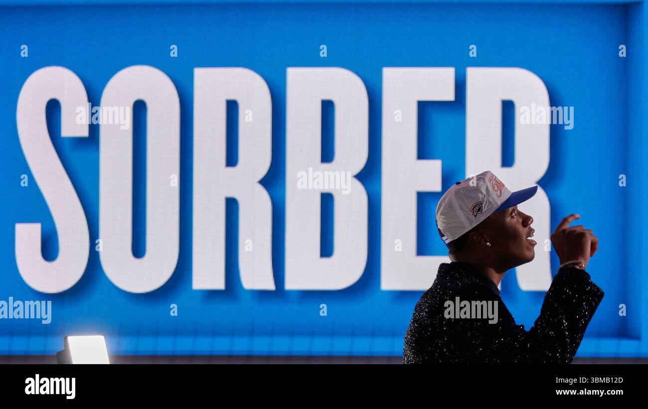 Thomas Sorber reacts as he walks off the stage after being selected ...