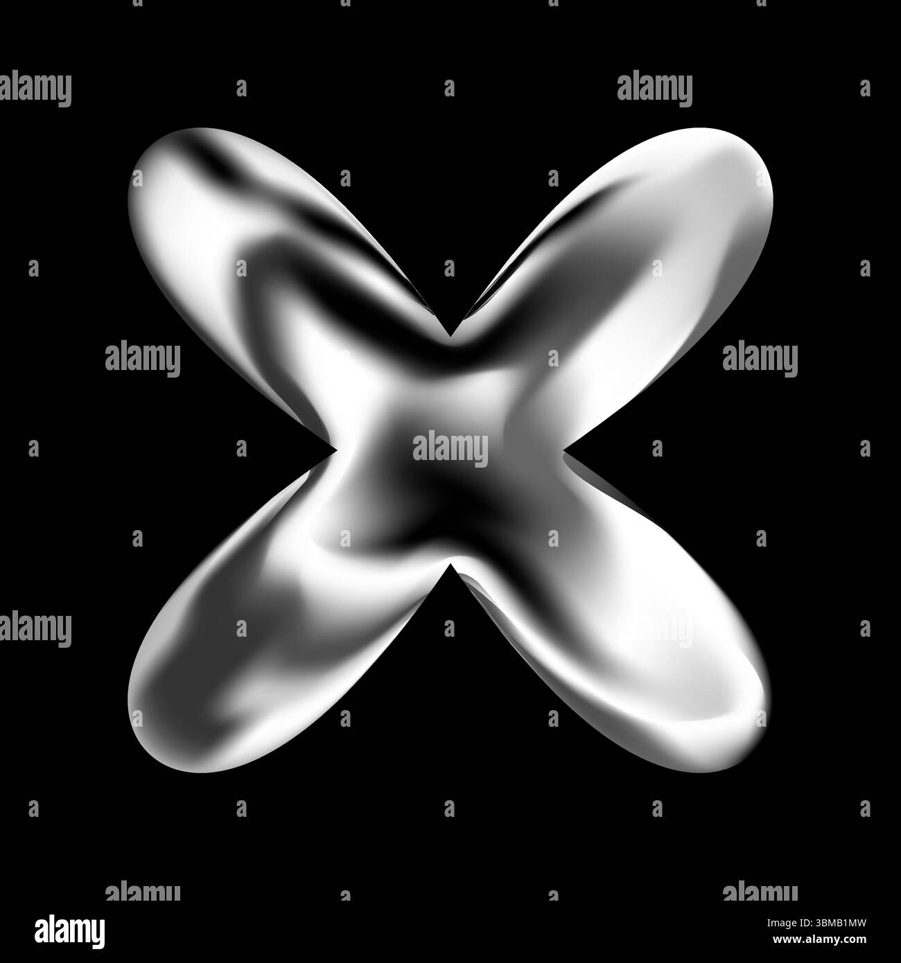 3D liquid abstract shape with chrome and holographic effect. Iridescent ...