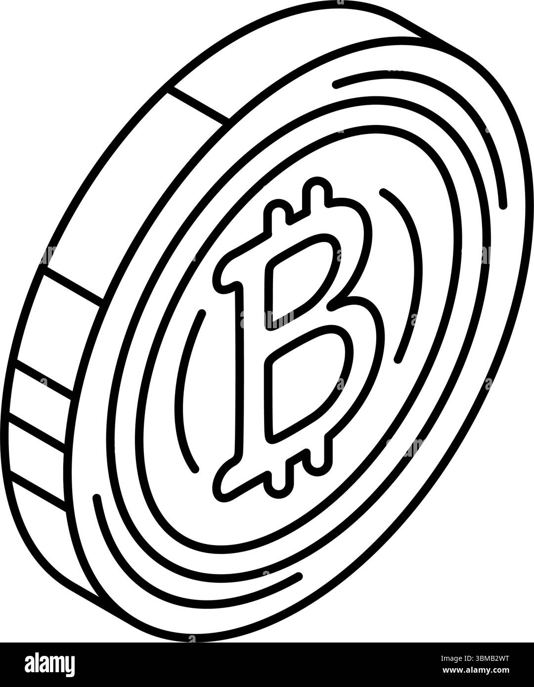 Simple line drawing icon of cryptographic assets, digital currency ...
