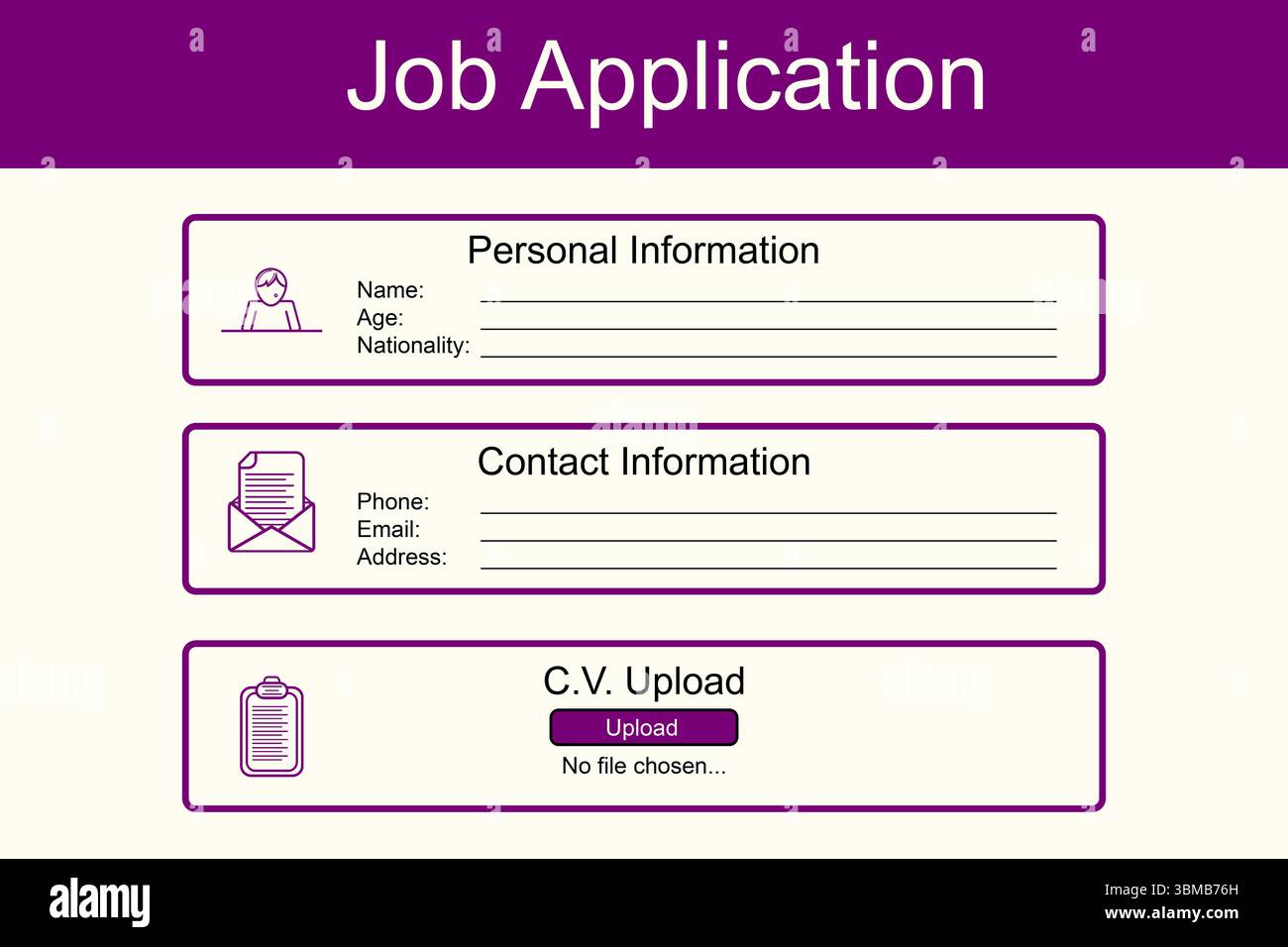 Vector image of Job Application Stock Photo - Alamy