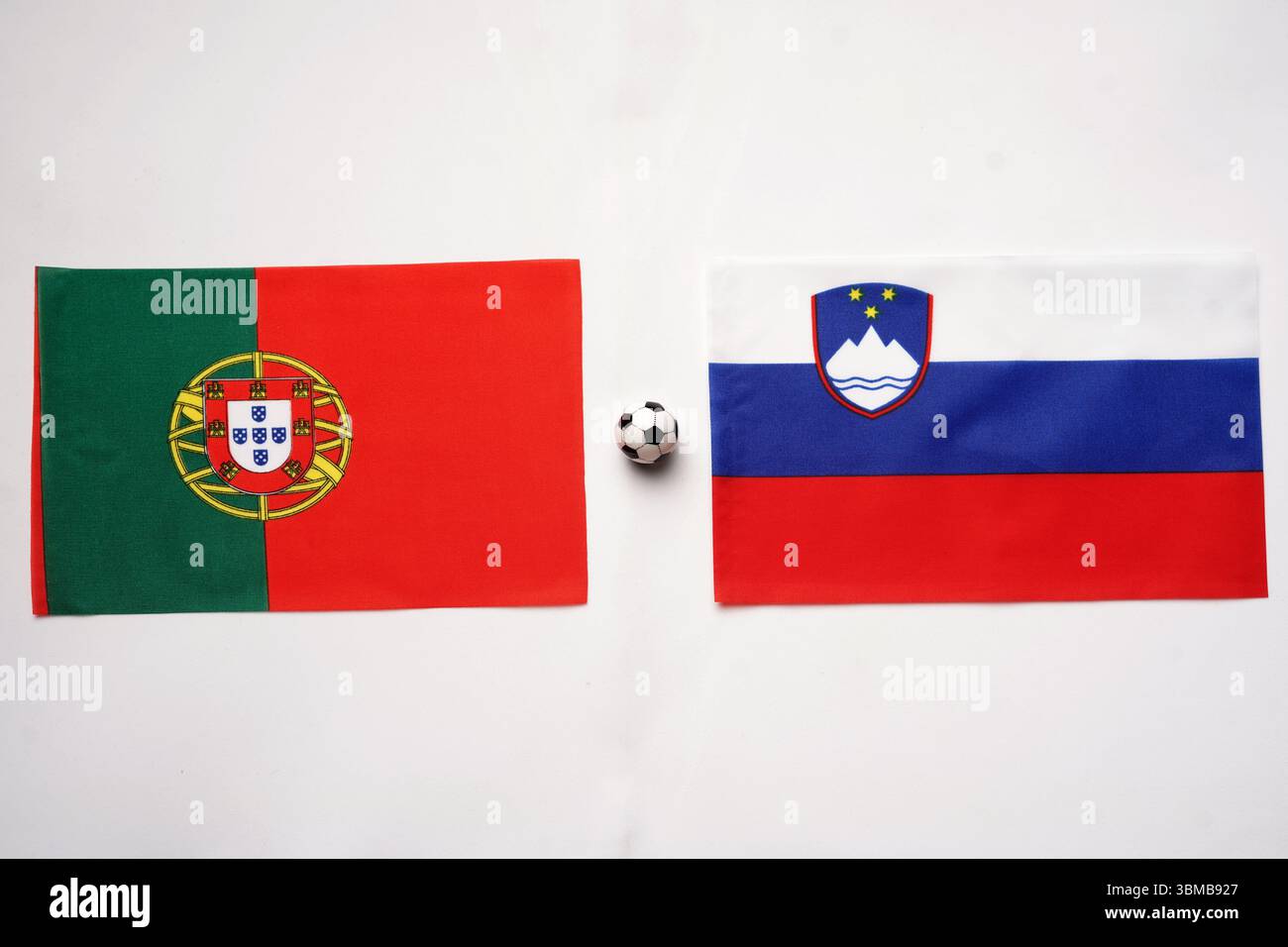 Portugal vs Slovenia, Football match with national flags Stock Photo ...