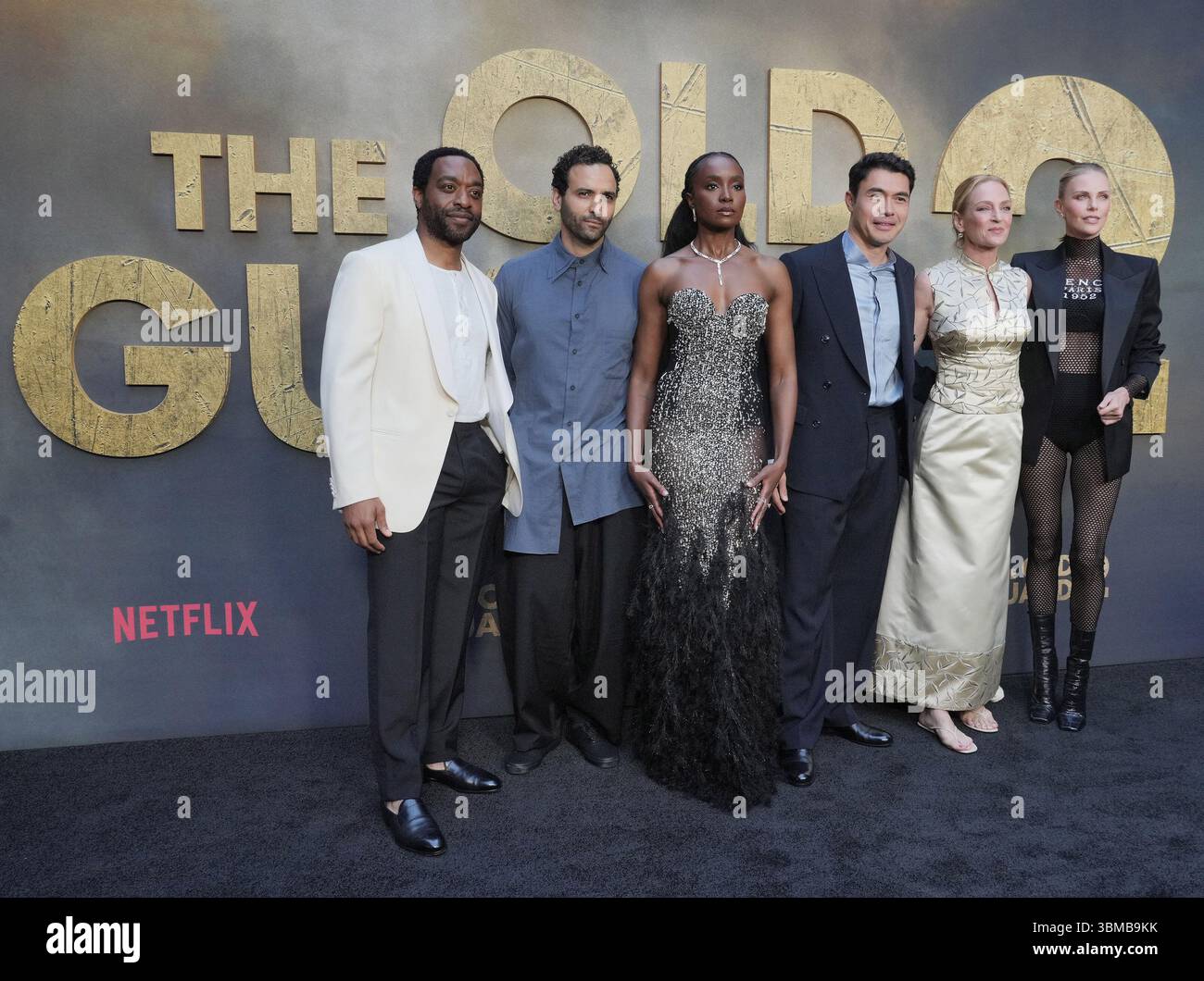 (L-R) THE OLD GUARD 2 Cast - Chiwetel Ejiofor, Marwan Kenzari, KiKi Layne, Henry Golding, Uma ...