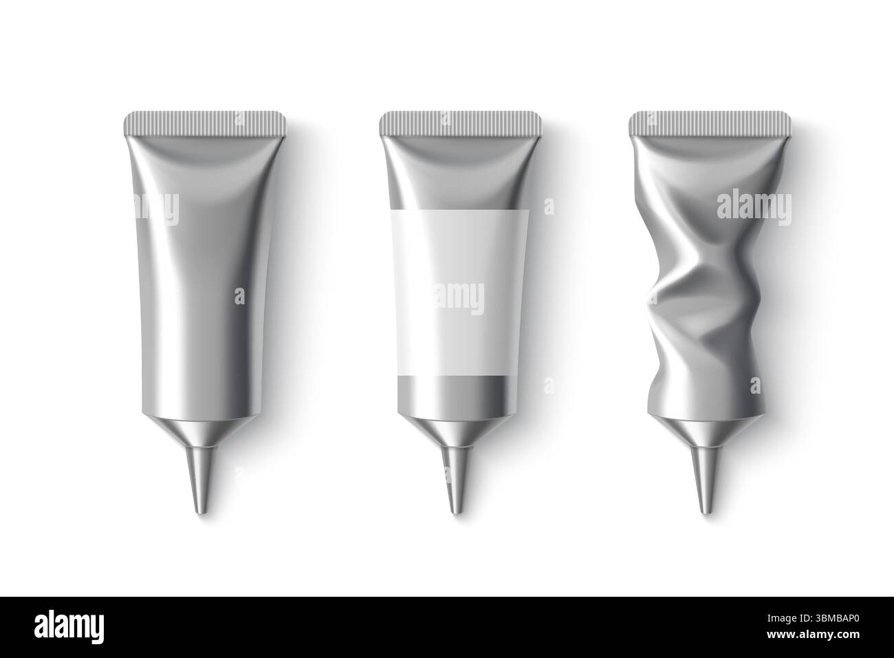 Silver metal cream tubes with pointed nozzle tips showing usage - new ...