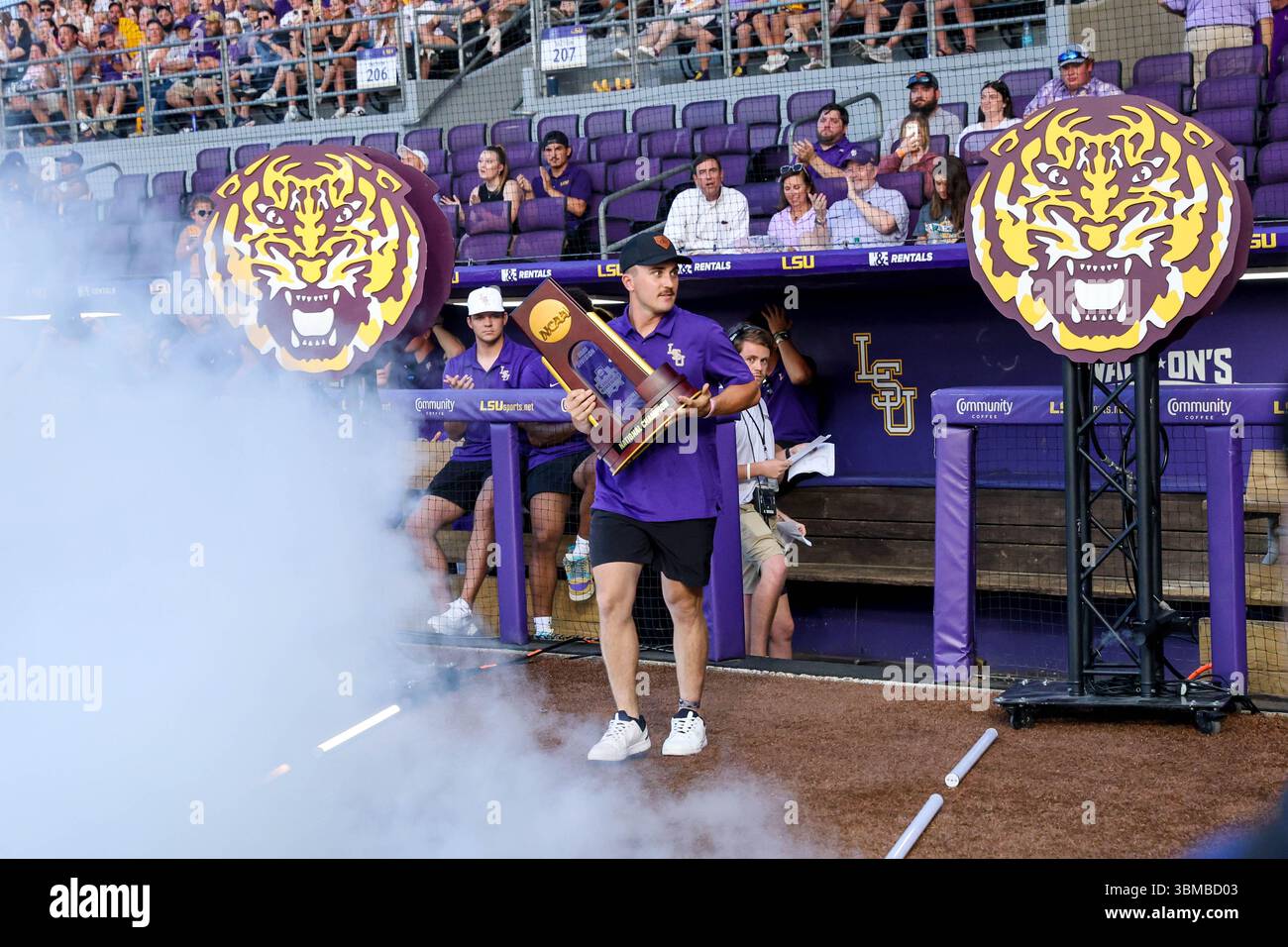 June 25, 2025: LSU outfielder Josh Pearson is introduced to the crown ...