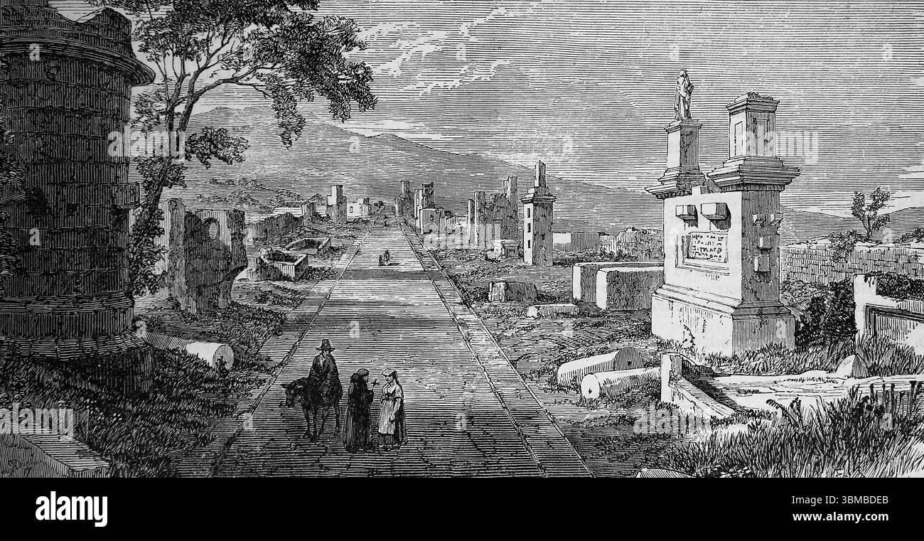 Italy. Rome. Via Appia. Engraving. 19th century Stock Photo - Alamy