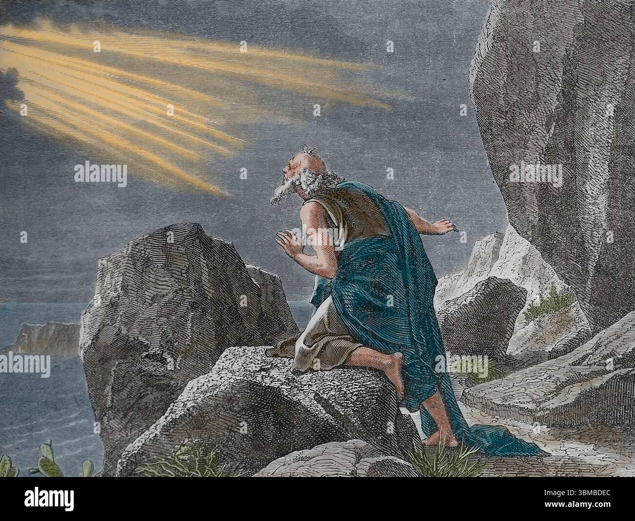 Revelation. The vision of Saint John. Apocalypse. Engraving, 19th ...