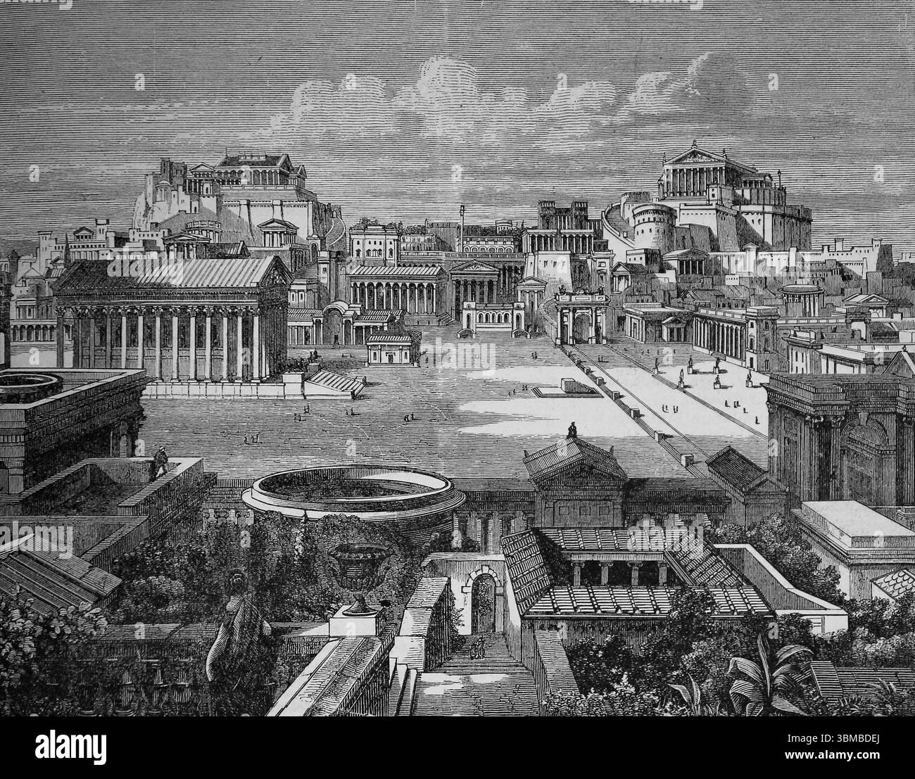 Ancient Rome with capitoline hill and Palatine hill and Sacral way ...