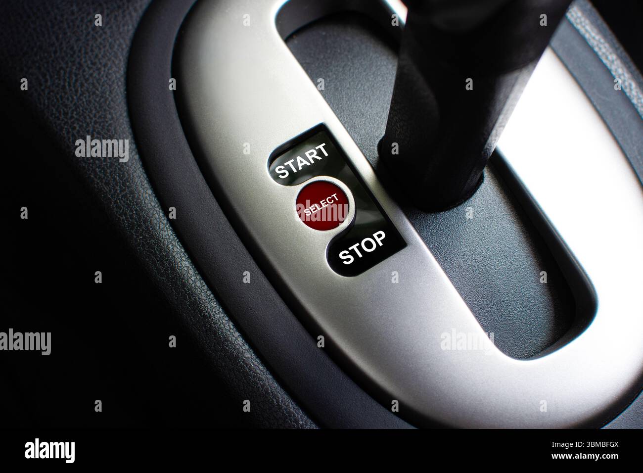 Selector Switch Lever, A close-up of a car gear shift console with ...