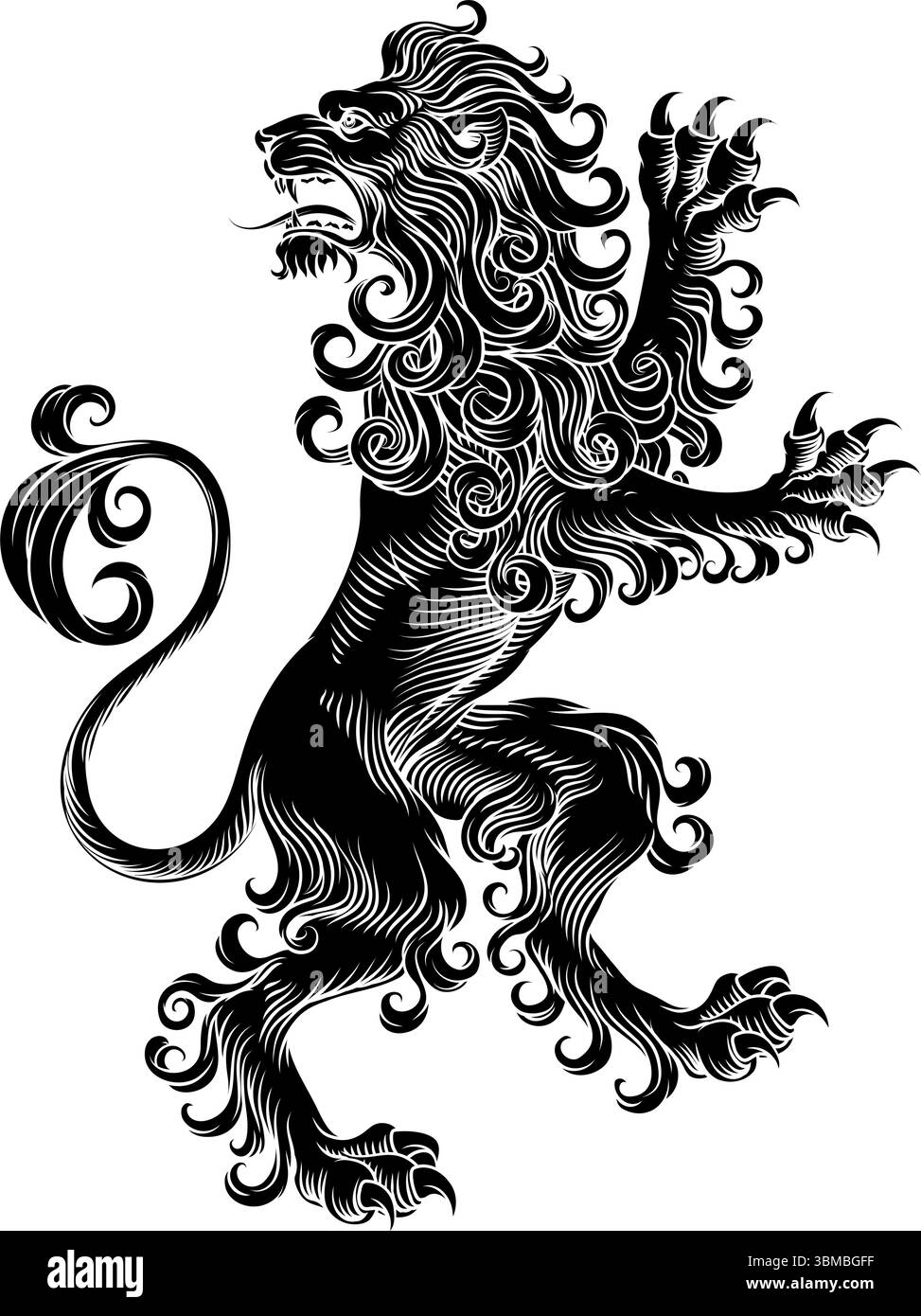 Heraldic Coat of Arms Crest Rearing Heraldry Lion Stock Vector Image ...