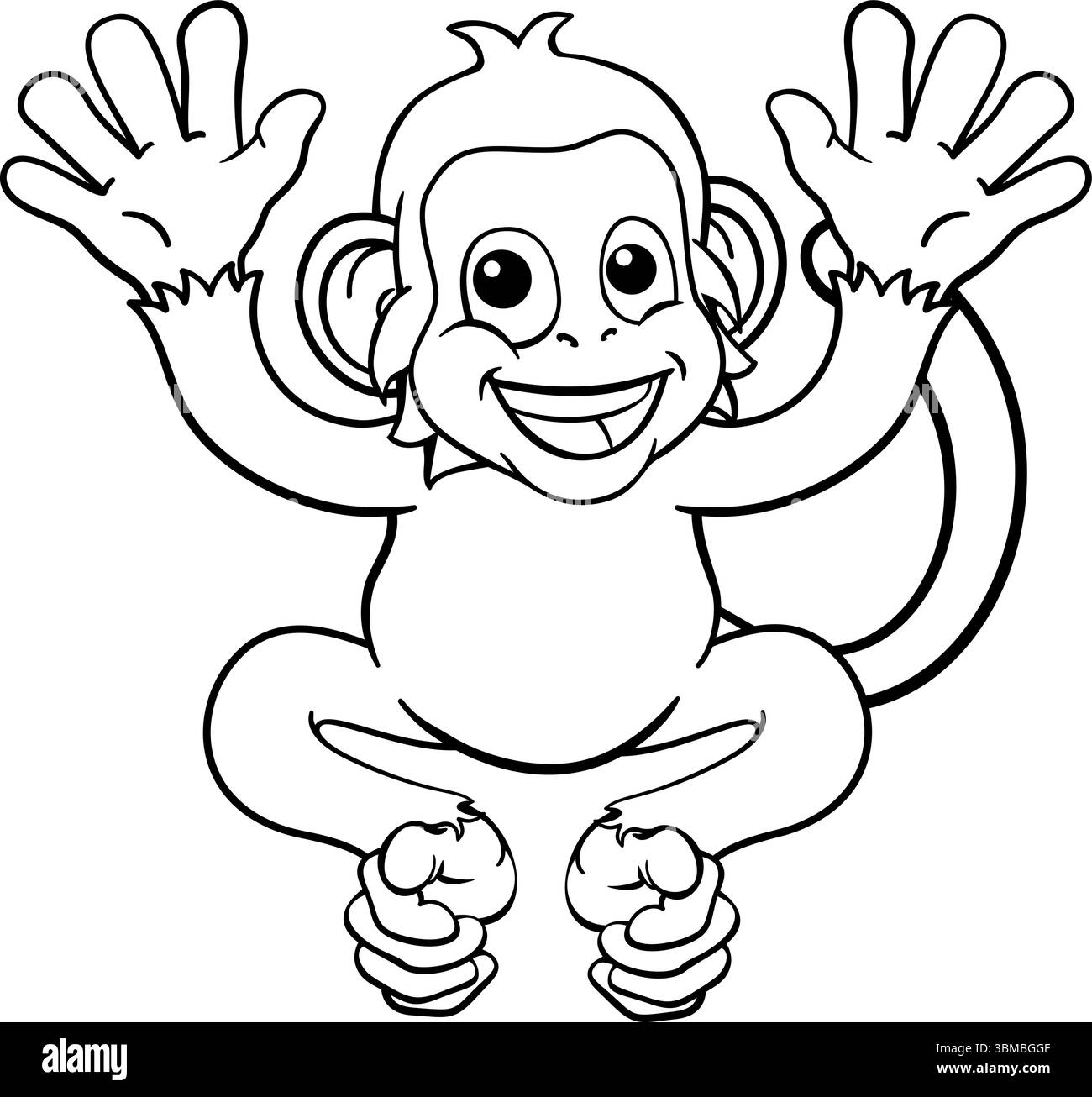 Monkey Cartoon Character Animal Mascot Waving Stock Vector Image & Art ...