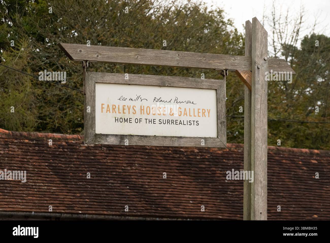 Sign at entrance to Farleys House and Gallery. Text reads Lee Miller ...
