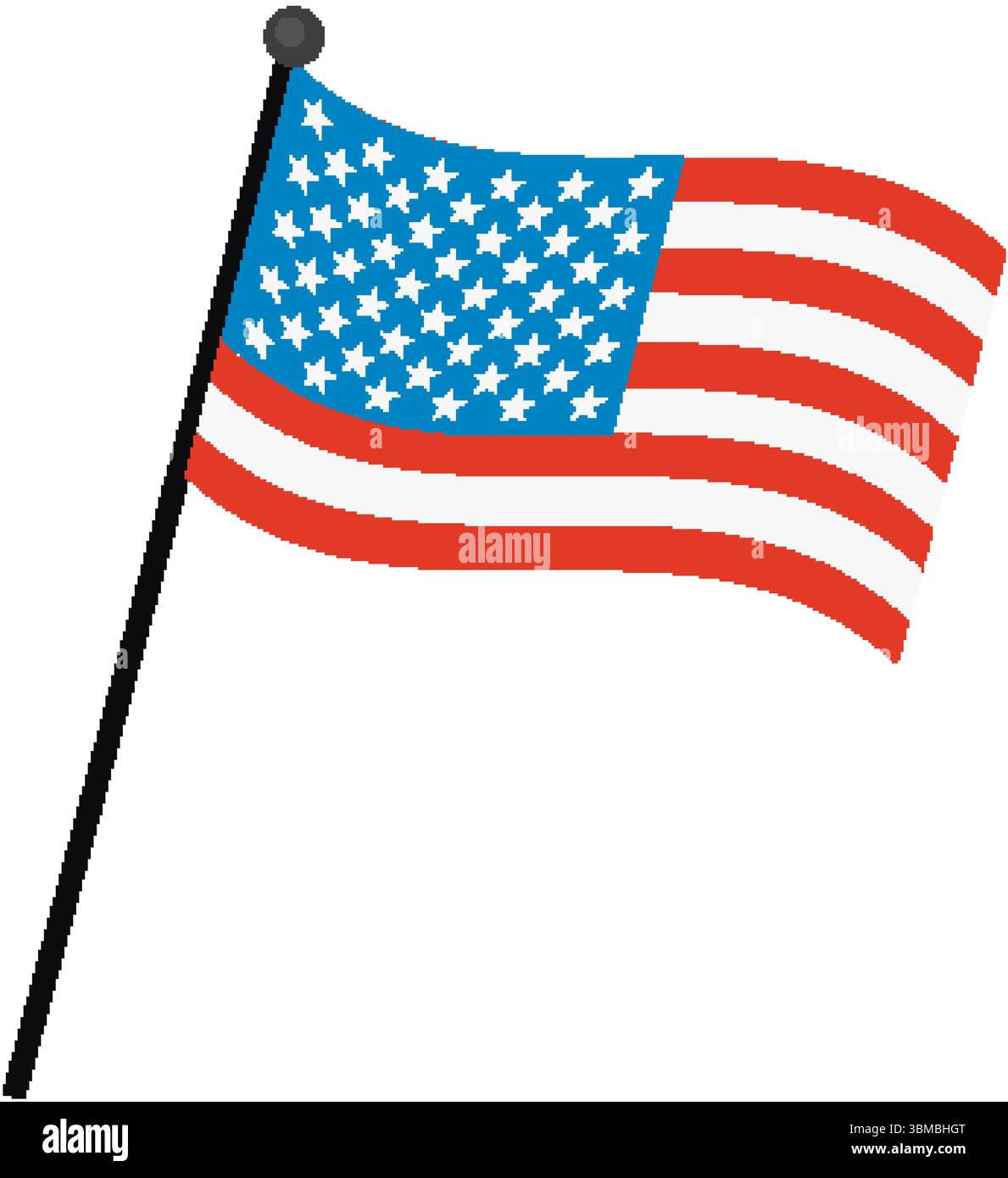 Vector illustration of the American flag with a dynamic waving effect ...