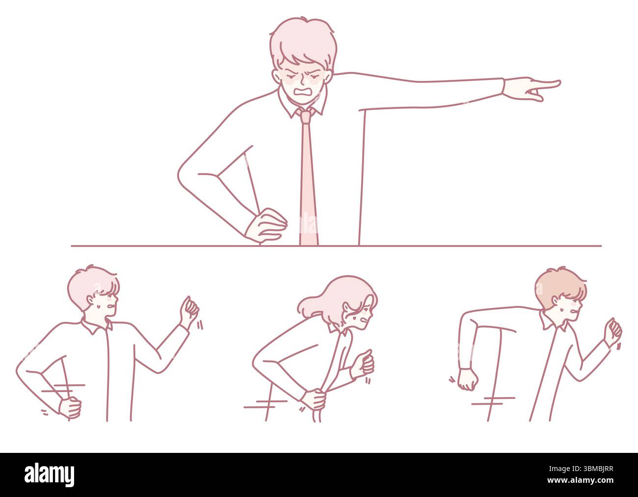 An illustration vividly depicting a range of expressions of anger and ...