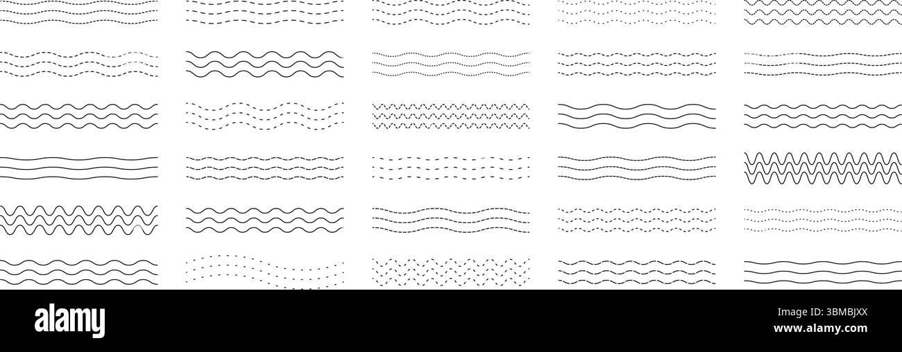 Wavy corrugated lines. Abstract wavy line borders with minimalist ...