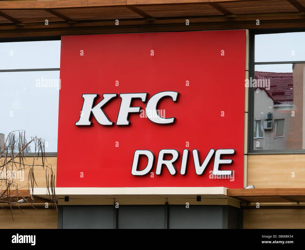 Kyiv, Ukraine - April 6, 2025: KFC Drive sign above the restaurant ...