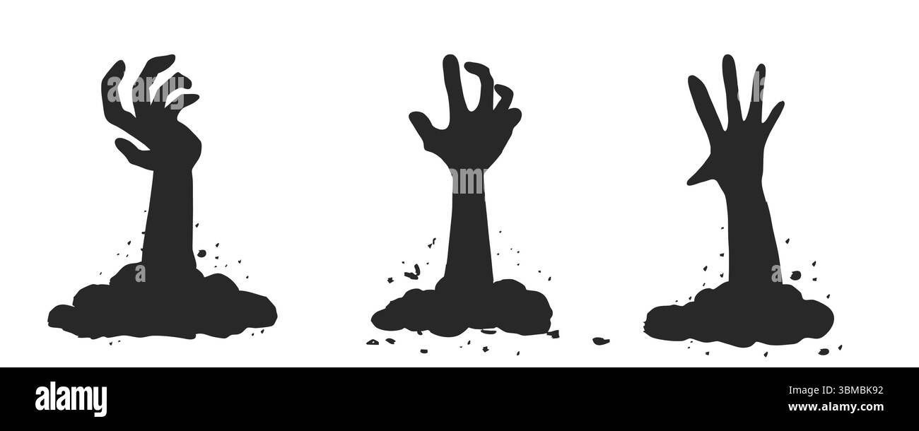 Scary monster hand emerging from the ground. Halloween-themed vector ...