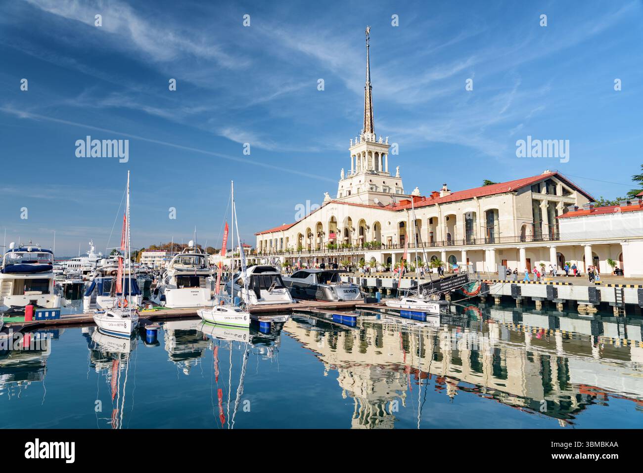 View of the Commercial Sea Port of Sochi in Russia Stock Photo - Alamy