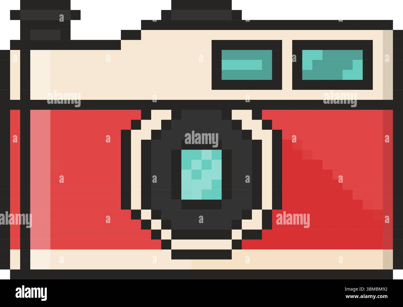 8 bit retro camera icon. Pixel art object. Old school vintage game ...