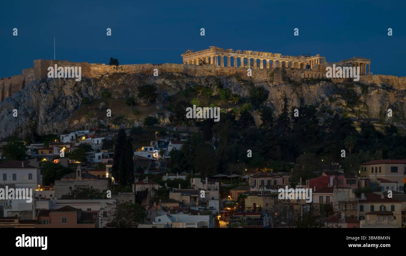 The Parthenon, Athens, overlooking the old town, as the first hint of ...