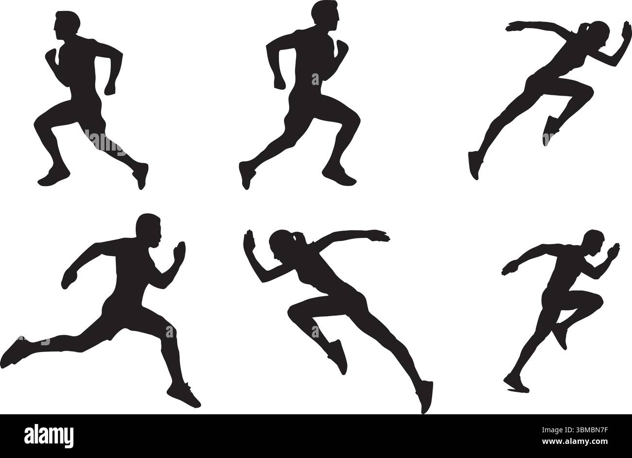 Dynamic running athlete runner Black and White Stock Photos & Images ...